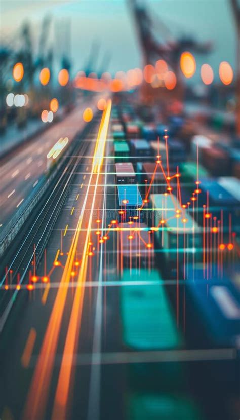 Close Up Of Graph Showing Import And Export Trends With Blurred