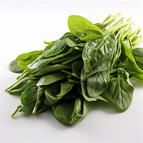 Premium AI Image Leafy Spinach Isolated On White Background