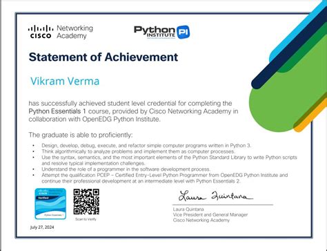 Vikram Verma On Linkedin Python Cisconetworkingacademy Certification Networking Techskills
