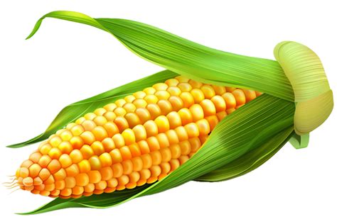 Ai Generated Ripe Corn Cob With Green Leaves Png 41163996 Png