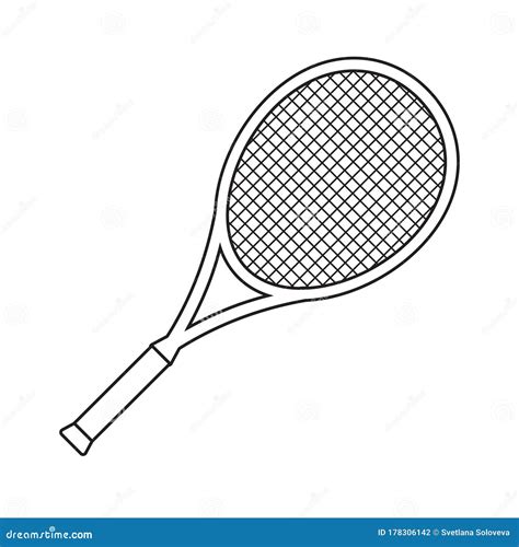 Vector Flat Outline Tennis Racket Stock Illustration Illustration Of