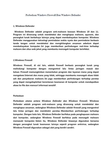 Perbedaan Windows Defender And Firewall Pdf