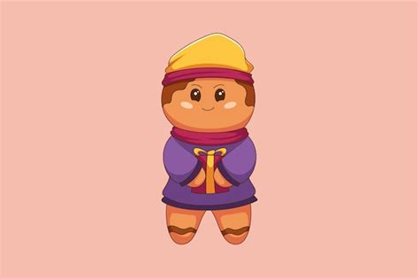 귀여운 진저브레드 쿠키 캐릭터 디자인 일러스트 프리미엄 벡터
