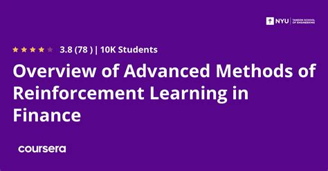 Overview Of Advanced Methods Of Reinforcement Learning In Finance Coursya