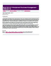 Learning Guide Unit 4 Introduction Pdf BUS 1101 01 Principles Of