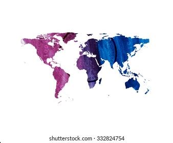 Colorful World Map Equirectangular Projection Eminent เวกเตอรสตอก