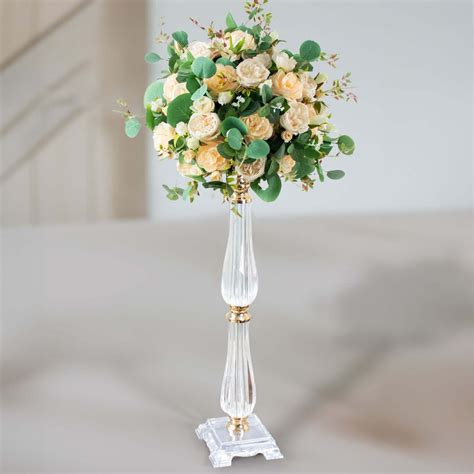 Goldclear Crystal Pillar Candle Stand 24 Tableclothsfactory