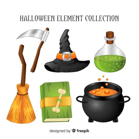 Conjunto Criativo De Elementos Do Halloween Vetor Grátis