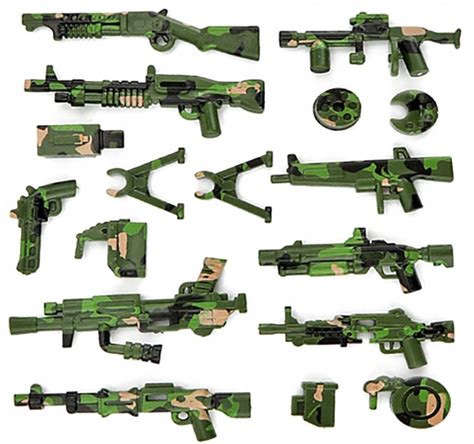BRONIE KAMUFLAŻ 1080 zestaw klocki płytka pistolet wojsko figurka armia
