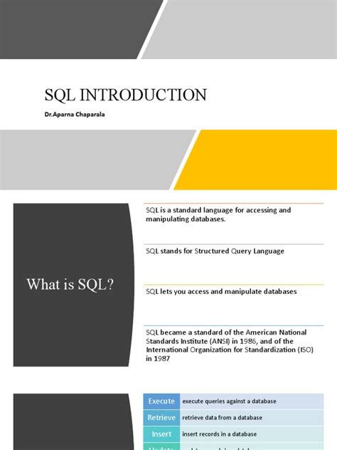 Sql Introduction Dr Aparna Chaparala Pdf Relational Database Sql