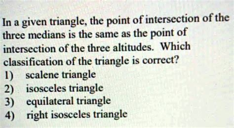 solved in a given triangle the point of intersection of the three