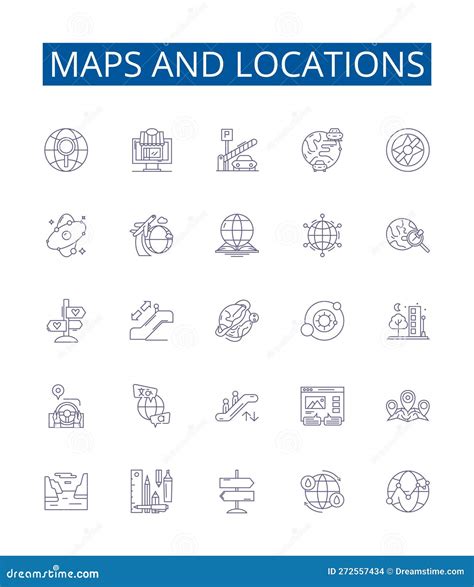 Maps And Locations Line Icons Signs Set Design Collection Of Maps