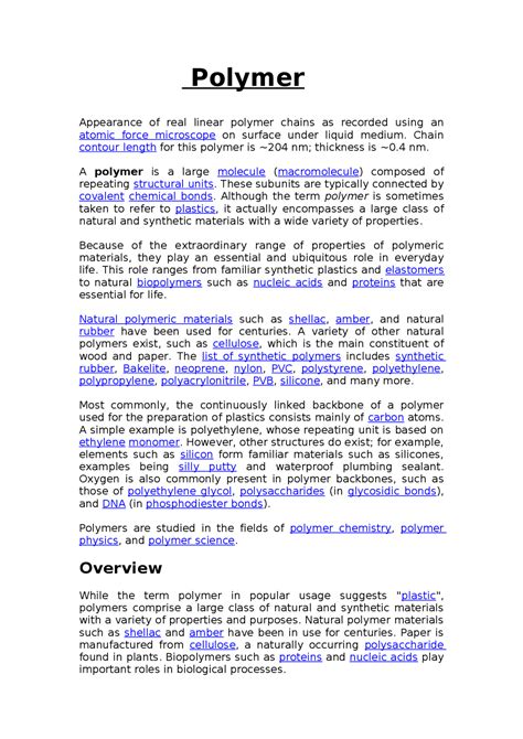 Polymers Chemistry Project Class 12