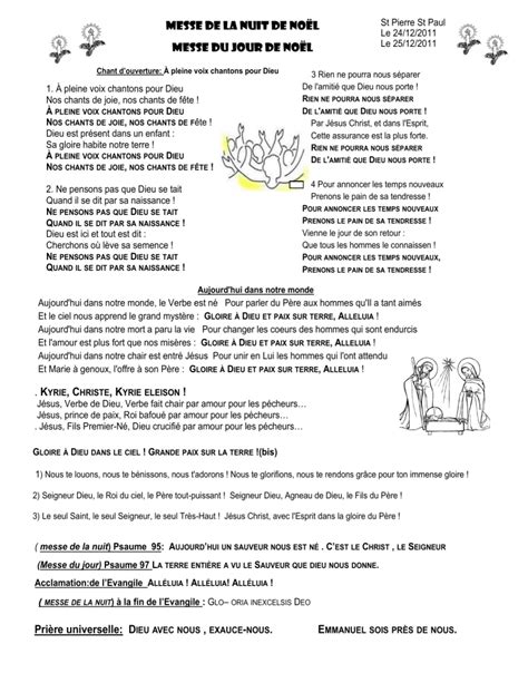 Messe de la nuit de NoËl Messe du jour de Noël Prière universelle
