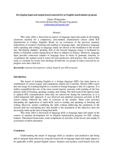 pdf developing input and output based material for an english
