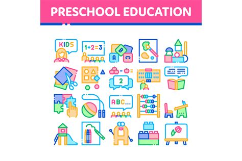 Preschool Education Collection Icons Set Vector Graphic By Pikepicture