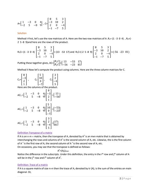 SOLUTION: Introduction to matrices part 2 - Studypool