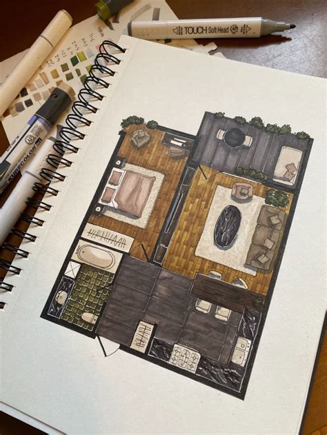 Floor Plan Wood Texture In Marker Rendering