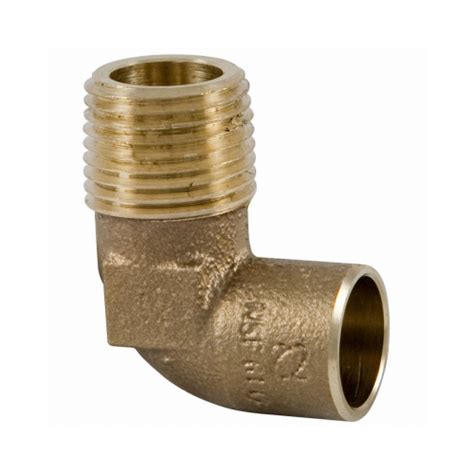 Nibco Bf0190lc Copper Pipe Elbow 90 Degree Male Pipe Thread 12 In Cxm
