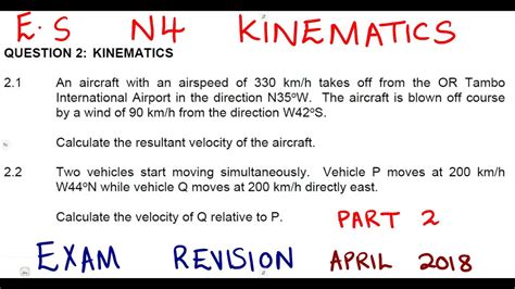 Engineering Science N4 Kinematics Relative And Resultant Velocity April 2018 Part 2 YouTube