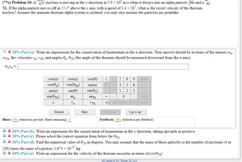 Solved Problem A Th If The Alpha Particle Moves Chegg