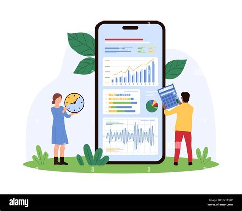 Data Analysis Optimization In Mobile App Tiny People Research Trend Or Stock Market Graphs