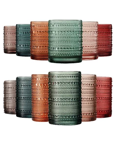 The Wine Savant Khen Hobnail Drinking Glasses Pastel Colored Beaded Set Of 12 Macys