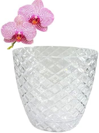 3 Stück Set Orchideentopf mit Untertasse Orchideentopf Transparent