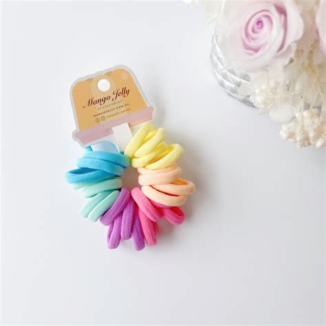 Metal Free Hair Ties 3cm The Classic Pastel Mango Jelly