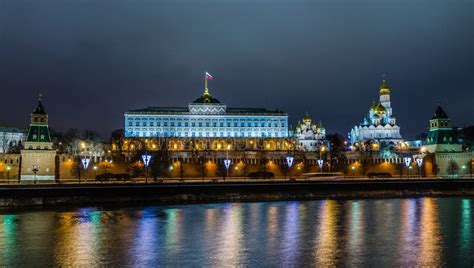 Night View On Kremlin Castle In Moscow Stock Image Image Of Capital