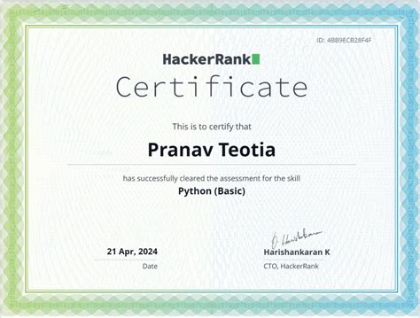 Pranav Teotia On Linkedin Python Hackerrank Codingjourney