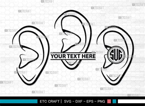 Human Ear Monogram Human Ear Silhouette Human Ear Svg Ear Svg Ears