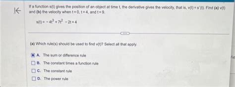 solved if a function s t gives the position of an object at