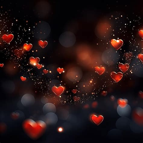 Premium Ai Image Red Glowing Hearts