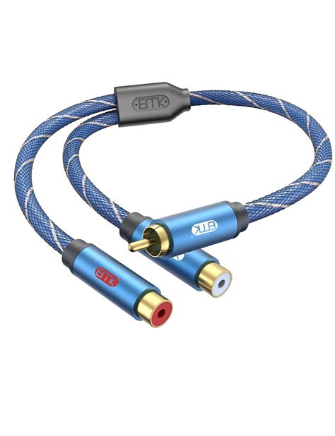 Emk Rca Y Adapter Splitter Cable 1 Male To 2 Female Stereo Audio