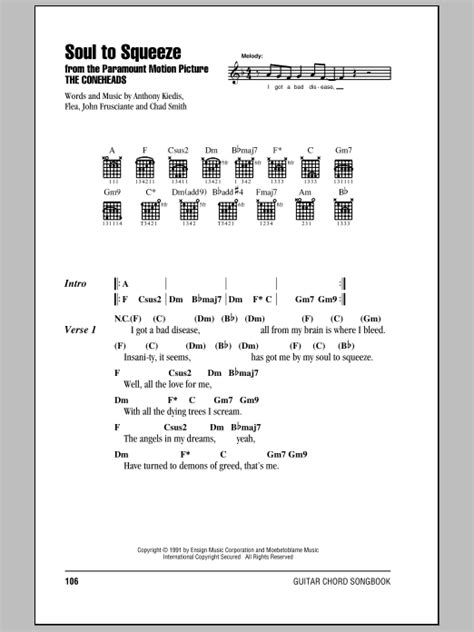 Soul To Squeeze By Red Hot Chili Peppers Guitar Chordslyrics