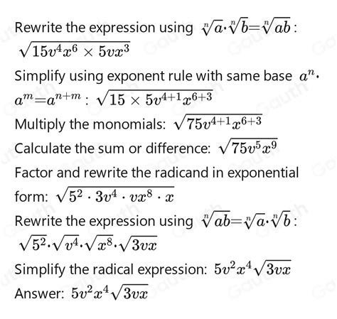 solved simplify sqrt 15v 4x 6 sqrt 5vx 3 assume that all variables