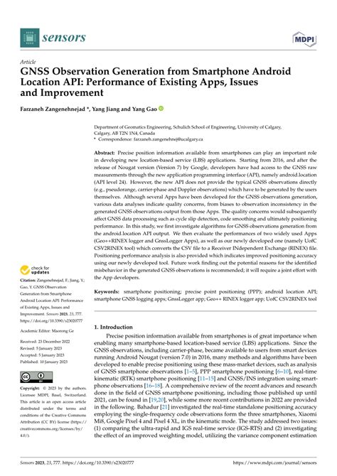 Pdf Gnss Observation Generation From Smartphone Android Location Api