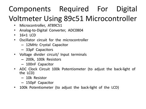 Digital Voltmeter Using 89c51 Microcontroller PPT