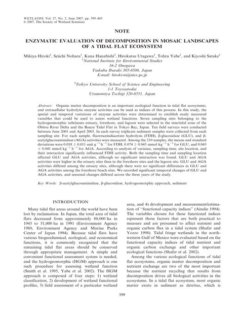 Pdf Enzymatic Evaluation Of Decomposition In Mosaic Landscapes Of A