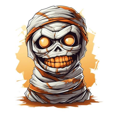 Premium Ai Image Mummy Halloween Cartoon Round Logo Clipart White