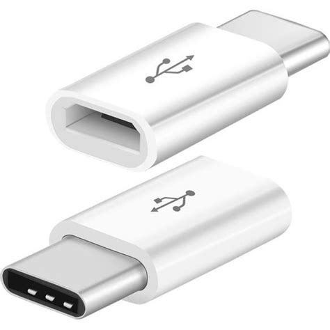 2pcs Adaptateur Usb C Vers Micro Usb Micro Usb Femelle Vers Usb C Mâle