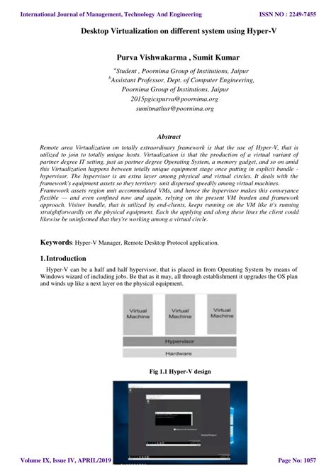 Pdf Desktop Virtualization On Different System Using Hyper V