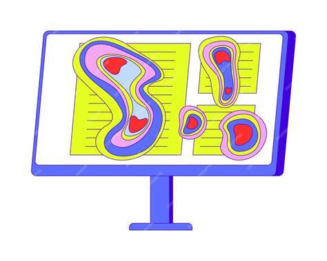컴퓨터 화면 열 지도 2d 만화 객체 프리미엄 벡터
