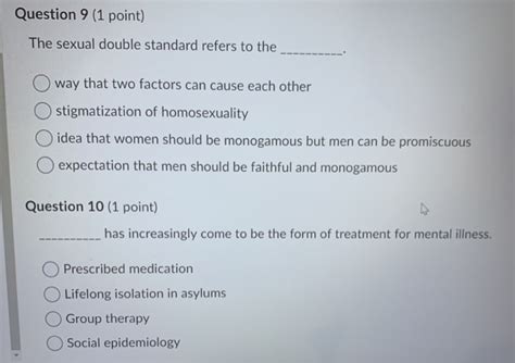 Solved Question Point The Sexual Double Standard Chegg Com