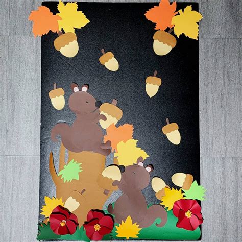 紙雕手作 開學季！松鼠樂園套組｜純手工製作 教室佈置 居家佈置｜松鼠 松果 楓葉 蝦皮購物