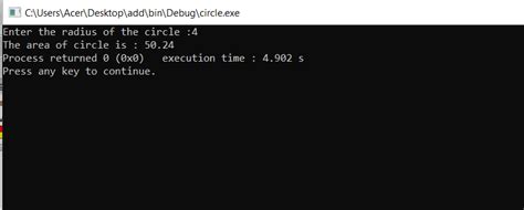 C Program To Calculate Area And Circumference Of Circle