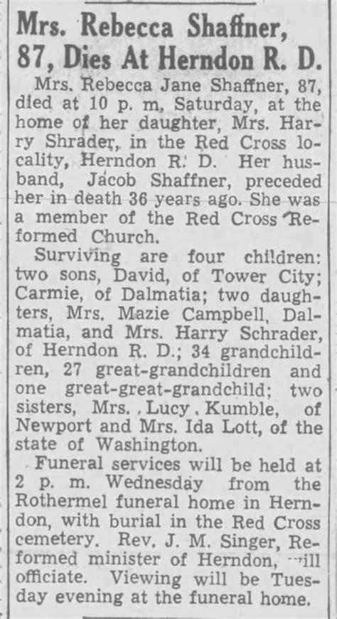 Rebecca Jane Shaffer Schaffner 1860 1948 Find A Grave Memorial