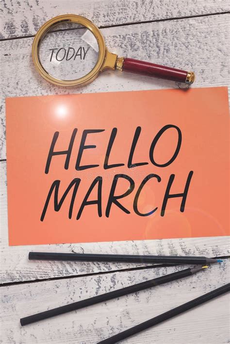 Conceptual Display Hello March Internet Concept A Greeting Expression