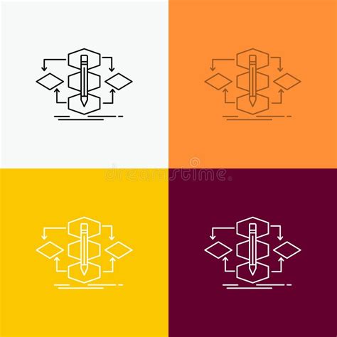 Algorithm Design Method Model Process Icon Over Various Background Line Style Design